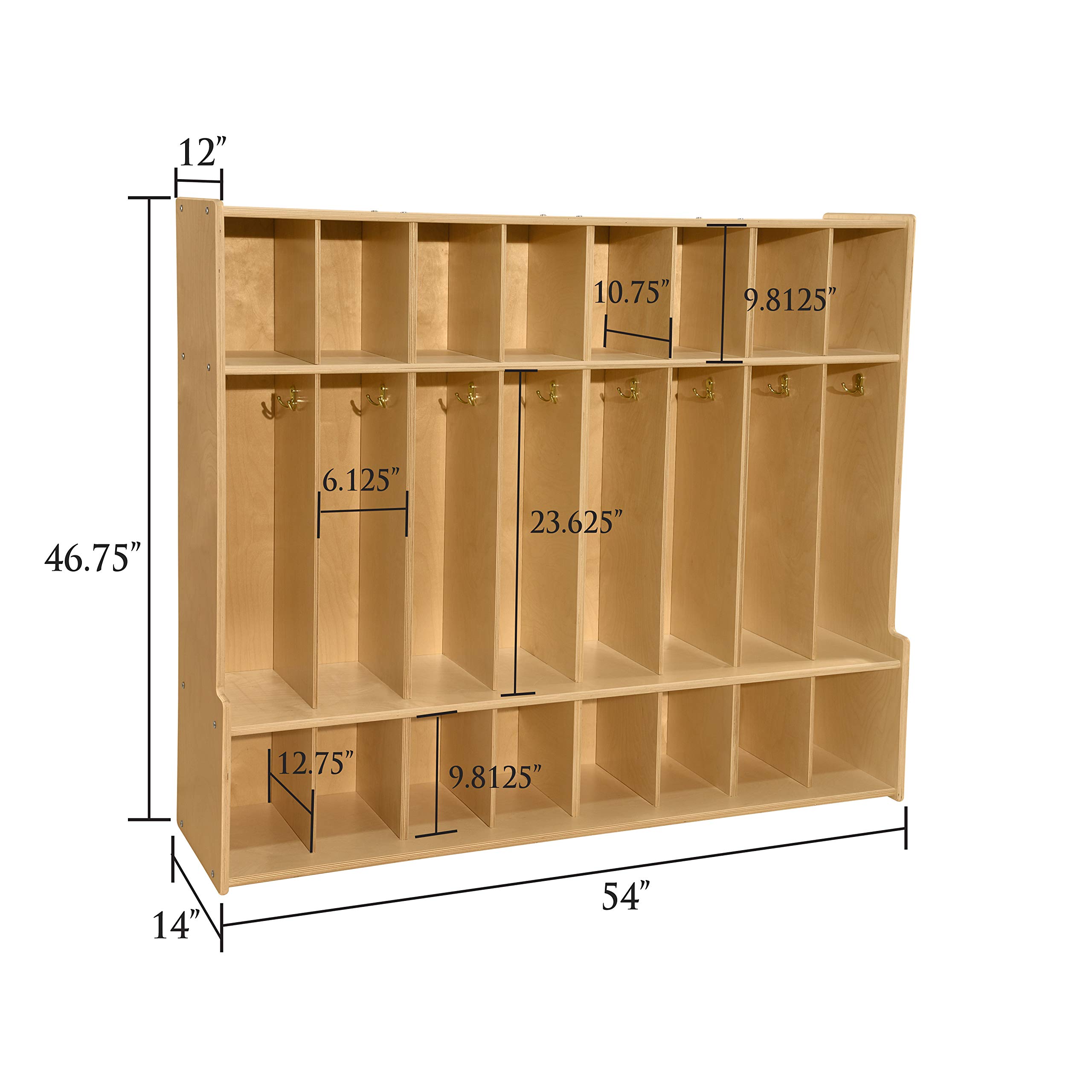 Contender 8 Section Coat Locker with Bench & Cubby Storage, Wooden Backpack Cubby Storage Organizer with Hooks for Daycare, Classroom and Home [Greenguard Gold Certified]