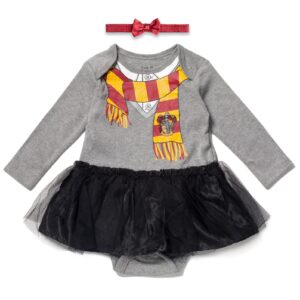 warner bros. harry potter gryffindor toddler girls tulle costume dress and headband gray/red 2t