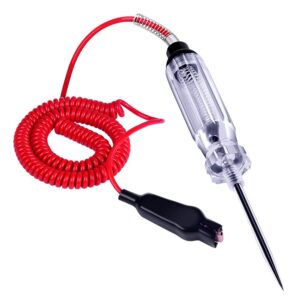 Heavy Duty Automotive Circuit Tester, Premium 6-24V Test Light with Extended Spring Test Leads & Sharp Piercing Probe, Circuit Voltage Tester with Replacement Indicator Light for Car/Vehicles