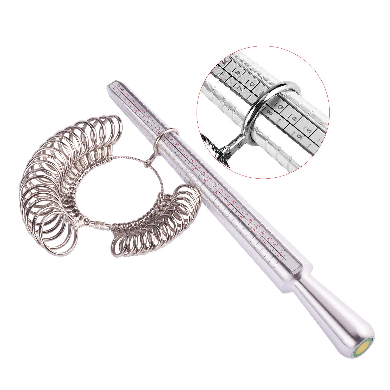 OKREVIEW Ring Mandrel Sizer Finger Sizing Measuring Stick - Ring Sizer Guage 27 Pcs Metal Circle Models Jewelry Tool