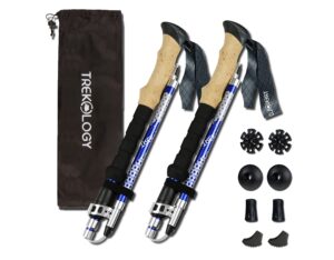 trekology trek-z collapsible hiking & trekking poles - balance support for seniors, women, and men, 2pc per set