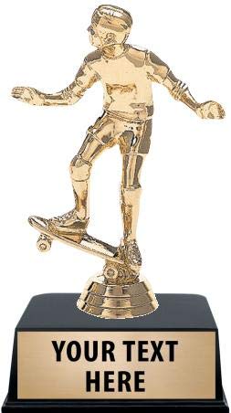 Crown Awards Skateboarding Trophies with Custom Engraving, 6" Personalized Skateboard Rider Trophy On Black Base 1 Pack