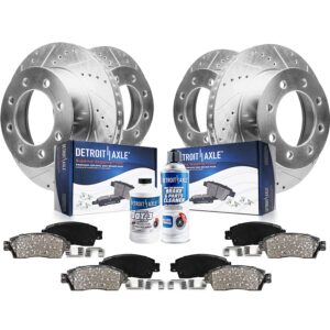 detroit axle - 8 lugs brake kit for 4wd ford excursion f250 f350 super duty drilled and slotted brake rotors ceramic brakes pads replacement: 13.03" inch front and 12.83" inch rear rotors