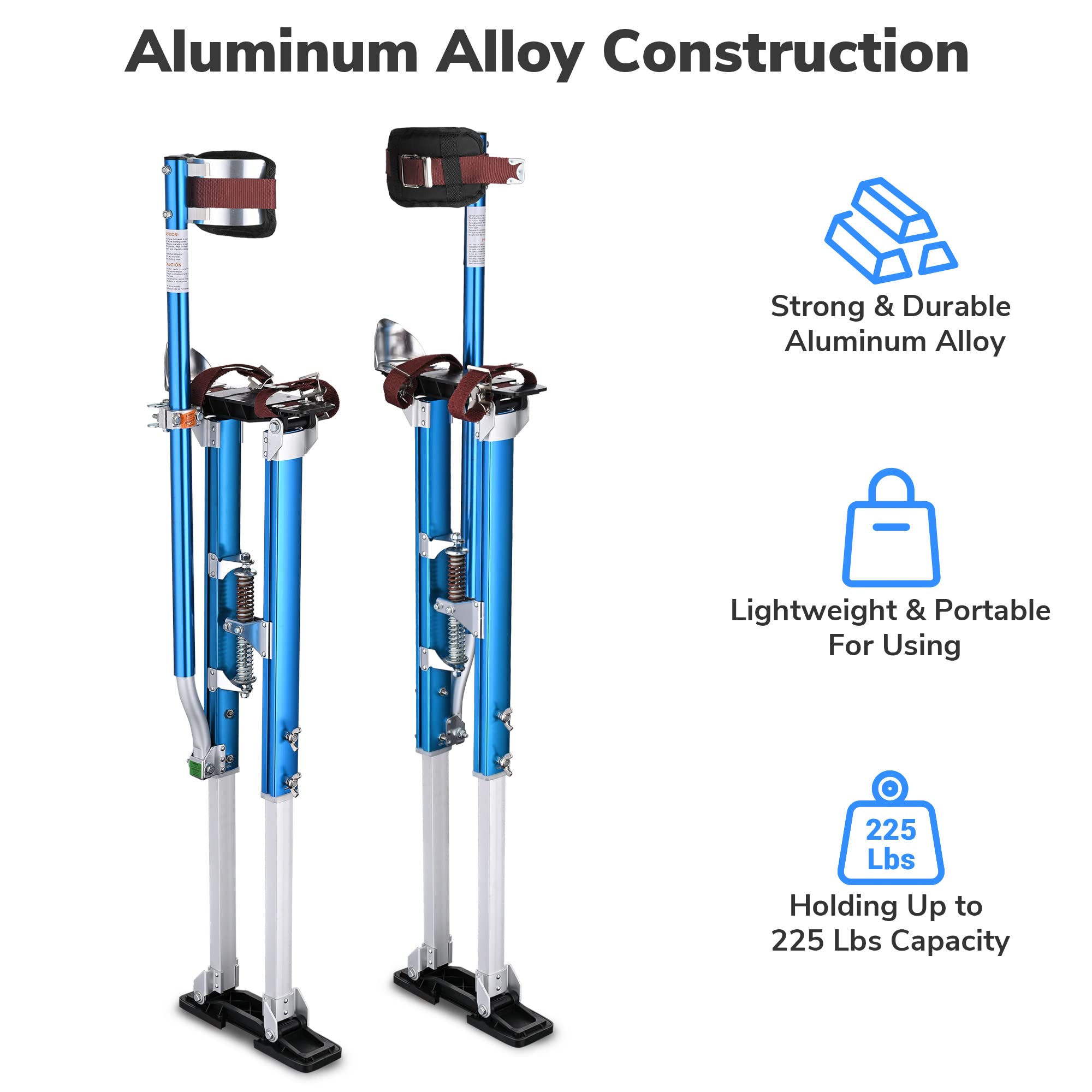 Yescom Drywall Stilts 36" - 50" Adjustable Aluminum Tool Stilt with Knee Pad Protection for Painting Painter Taping Blue