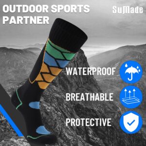 SuMade Waterproof Socks, Women's Men's Summer Long Knee High Length Warm Lightweight Mountain Climbing Boating Fishing Hiking Rain Boots Socks Kayak Wading Socks 1 Pair (Black, Small)