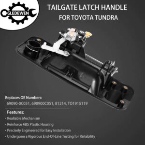 Gledewen Tailgate Handle Liftgate Latch Handle with Rear Camera Hole | for 2007-2013 Toyota Tundra | Replaces# 69090-0C051, 690900C051, 81214