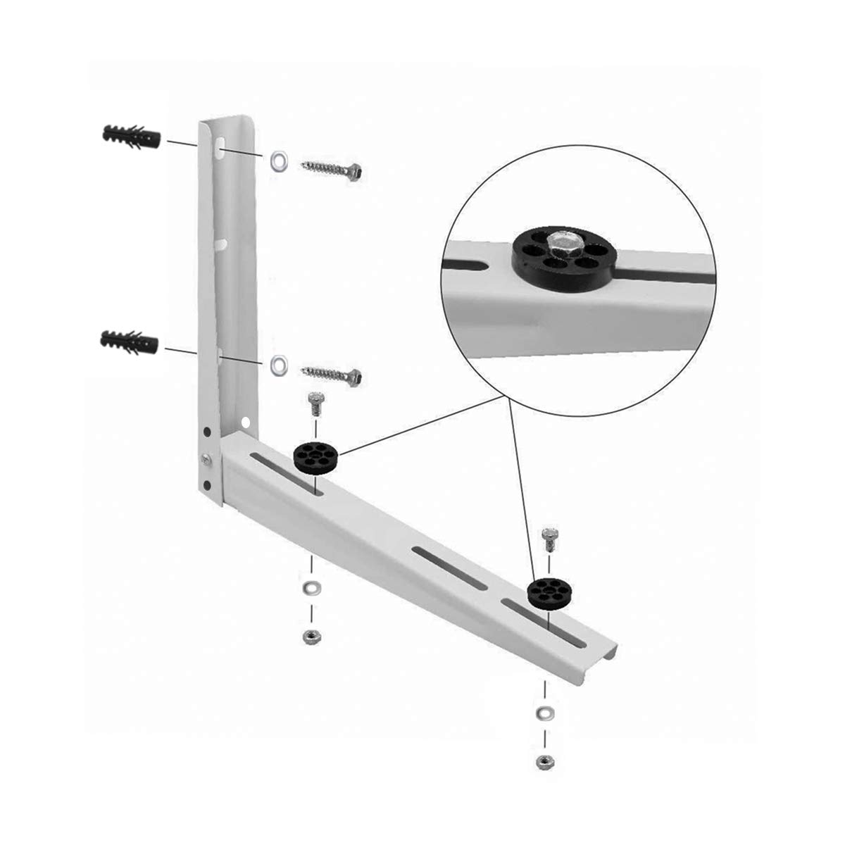 LBG Products Universal Outdoor Wall Mounting Bracket for 9000-18000 BTU Ductless Mini Split Air Conditioner Condenser Unit,Heat Pump Systems, Support up to 280lbs