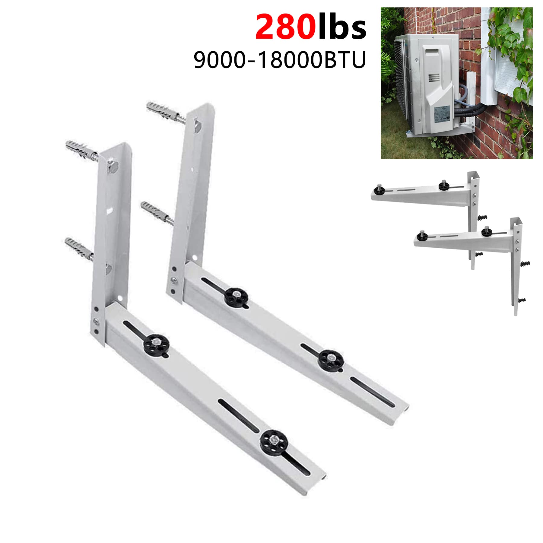 LBG Products Universal Outdoor Wall Mounting Bracket for 9000-18000 BTU Ductless Mini Split Air Conditioner Condenser Unit,Heat Pump Systems, Support up to 280lbs