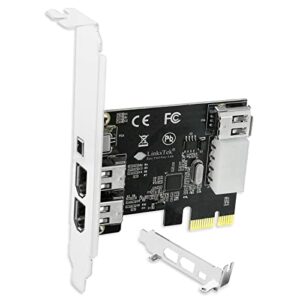 linkstek 4-ports 1394a pcie firewire 400 expansion card for windows desktop pcs, 3x 6pin and 1x 4pin 1394a 400mbps ports, with 4pin-6pin 1394a cables and low profile bracket (pcie-1394a)