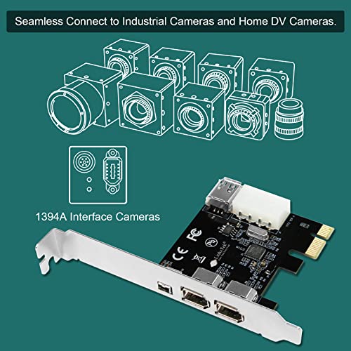 LinksTek 4-Ports 1394A PCIE FireWire 400 Expansion Card for Windows Desktop PCs, 3X 6Pin and 1X 4Pin 1394A 400Mbps Ports, with 4Pin-6Pin 1394A Cables and Low Profile Bracket (PCIE-1394A)