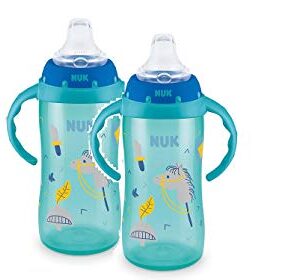 NUK 10 Ounce Jungle Large Learner Cup With Handles, 2 Pack, Boy (Colors may vary)