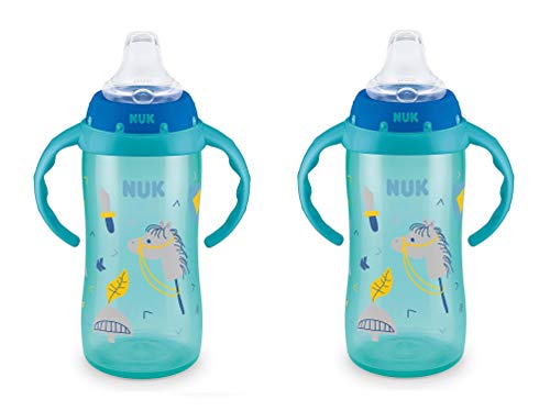 NUK 10 Ounce Jungle Large Learner Cup With Handles, 2 Pack, Boy (Colors may vary)