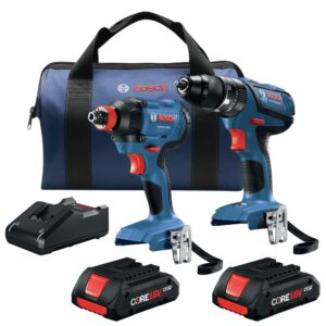 bosch gxl18v-239b25 core18v 2-tool power tool combo kit with soft case (2-batteries included and charger included)