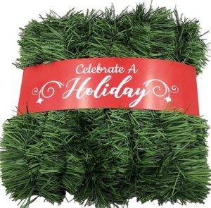 50 foot garland | christmas garland for christmas decorations indoor or outdoor | non-lit soft garland christmas decorations | green holiday decor | home garden artificial greenery (1, 50 ft)