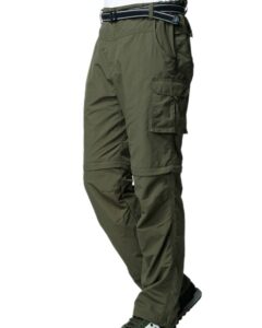 hiking pants for men convertible zip off outdoor quick drying lightweight work fishing relaxed fit cargo safari pants#225 army green-29