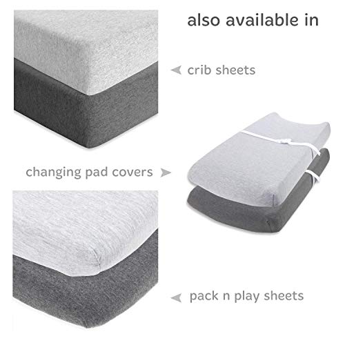 Cradle Sheets Fitted 18 x 36 – Compatible with Arms Reach Co Sleeper Clear Vue, Cambria, Mini Ezee Bassinets – Fits Without Bunching Mattress – Snuggly Soft Jersey Cotton – Heather Grey – 2 Pack