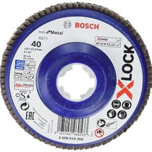 Bosch Professional Straight Flap Disc Best (for Metal, X-LOCK, X571, Diameter 115 mm, Grit Size K120, Bore Diameter 22.23 mm)