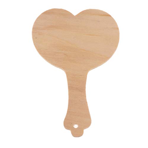 FRECI 10pcs Wooden Handheld Mirror Unfinished Wooden Toys for Kids DIY Wood Crafts Toy - Heart