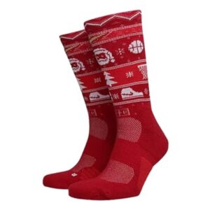 Nike Elite Basketball Christmas Socks Large (Fits Men Size 8-12) Red, White SX7866-687