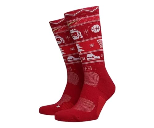 Nike Elite Basketball Christmas Socks Large (Fits Men Size 8-12) Red, White SX7866-687