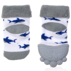 Nuby Soothing Teether Sock, Grey Shark, 5"