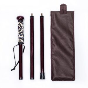 forest pilot 3 pieces detachable hardwood walking stick flat wooden ball head with a compass (dark rose color, 48 inches, 1 piece)…