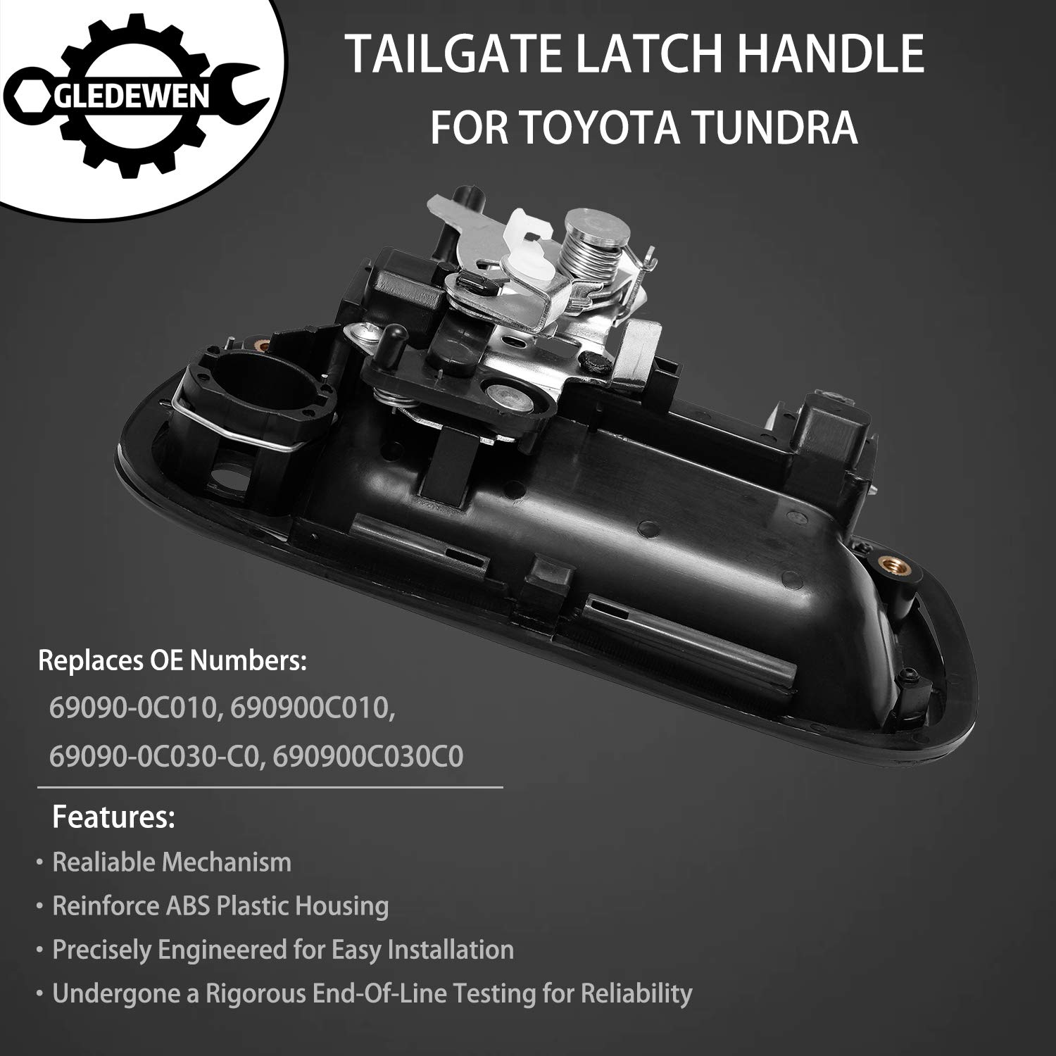 Gledewen Tailgate Handle Liftgate Latch Handle with Keyhole | for 2000-2006 Toyota Tundra | Replaces# 69090-0C010 69090-0C030-C0