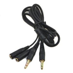 simoutal 5ft gaming headset extension cable, audio mic 2-in-1 computer headphone cord(3.5mm plug-jack)