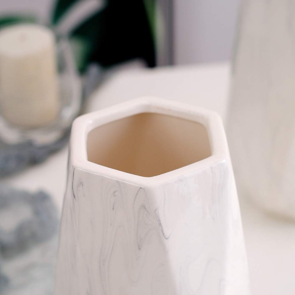 10 Inch White Marble Ceramic Flower Vase Home Decor Vase and Table Centerpieces Vase - Ideal Gifts for Friends and Family, Christmas, Wedding, Bridal Shower