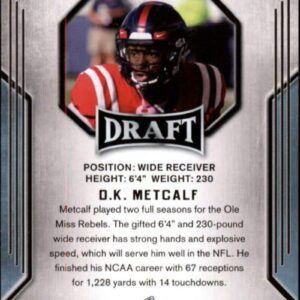 2019 Leaf Draft #12 D.K. Metcalf RC Rookie Football Trading Card