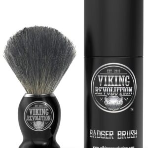 Viking Revolution Badger Hair Shaving Brush- Shave Brush for Wet Shave Using Shaving Cream & Soap- Best Shave of Your Life for Safety Razor, Double Edge Razor, Straight Razor or Shaving Razor