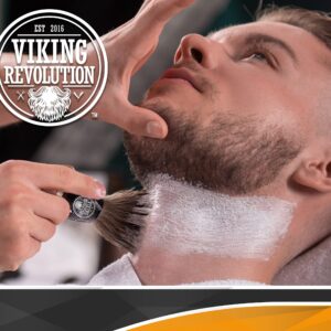 Viking Revolution Badger Hair Shaving Brush- Shave Brush for Wet Shave Using Shaving Cream & Soap- Best Shave of Your Life for Safety Razor, Double Edge Razor, Straight Razor or Shaving Razor