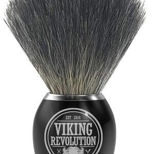 Viking Revolution Badger Hair Shaving Brush- Shave Brush for Wet Shave Using Shaving Cream & Soap- Best Shave of Your Life for Safety Razor, Double Edge Razor, Straight Razor or Shaving Razor