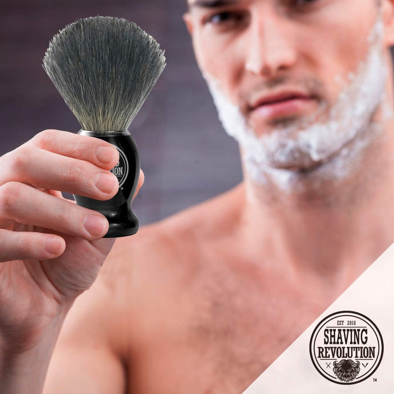 Viking Revolution Badger Hair Shaving Brush- Shave Brush for Wet Shave Using Shaving Cream & Soap- Best Shave of Your Life for Safety Razor, Double Edge Razor, Straight Razor or Shaving Razor