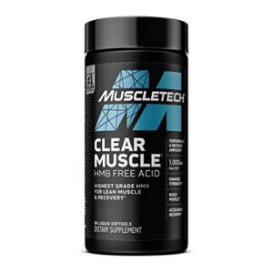 muscletech hmb supplements 1000mg, clear muscle (84 liquid softgels) - highest grade hmb for lean muscle & recovery - hmb free acid muscle supplement - help decrease muscle breakdown