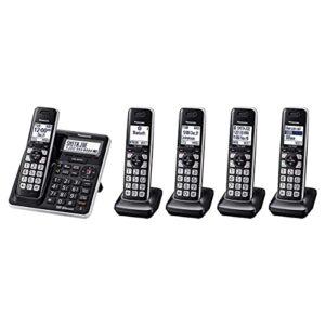 panasonic kx-tg985 expandable cordless phone system link2cell bluetooth - 5 handsets dect 6.0 bluetooth, voice assist, low battery alert, answering machine, call blocking, talking caller id, black