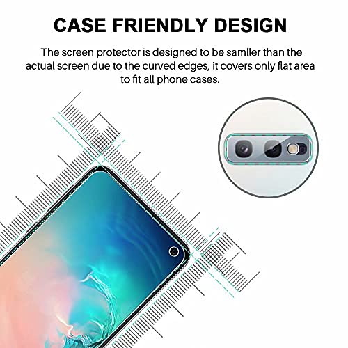 MP-MALL [2+2 Pack] 2 Pack Tempered Glass Screen Protector + 2 Pack Camera Lens Protector Compatible for Samsung Galaxy S10e, Not Fit for Galaxy S10 or S10 Plus, Installation Frame 9H Hardness