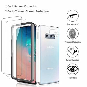 MP-MALL [2+2 Pack] 2 Pack Tempered Glass Screen Protector + 2 Pack Camera Lens Protector Compatible for Samsung Galaxy S10e, Not Fit for Galaxy S10 or S10 Plus, Installation Frame 9H Hardness