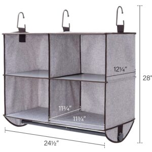 StorageWorks Hanging Closet Organizer with Garment Rod, 4 Section Closet Hanging Shelves, Fabric, Mixing Brown and Gray, 24 ½”W x 12 ¼”D x 28”H