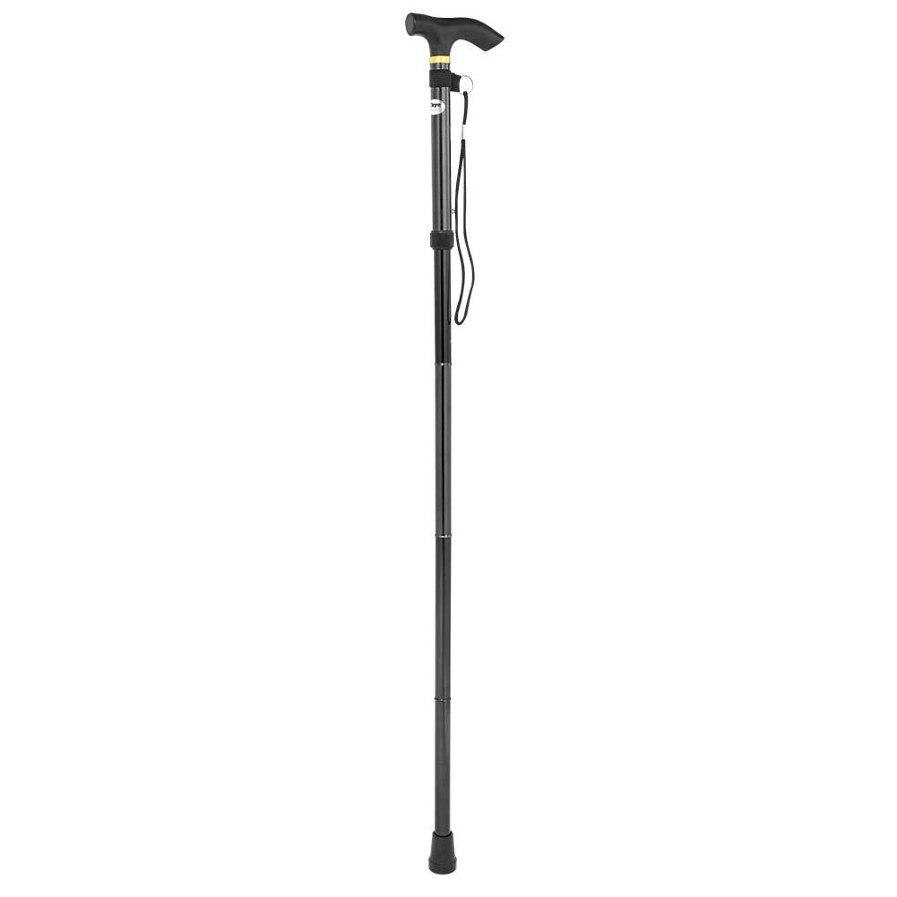 Walking Stick Aluminium Alloy Trekking Poles Metal Cane Collapsible Older Balancing Hiking Mountaineering Cane(Black)