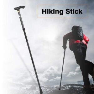 Walking Stick Aluminium Alloy Trekking Poles Metal Cane Collapsible Older Balancing Hiking Mountaineering Cane(Black)