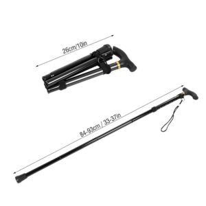 Walking Stick Aluminium Alloy Trekking Poles Metal Cane Collapsible Older Balancing Hiking Mountaineering Cane(Black)