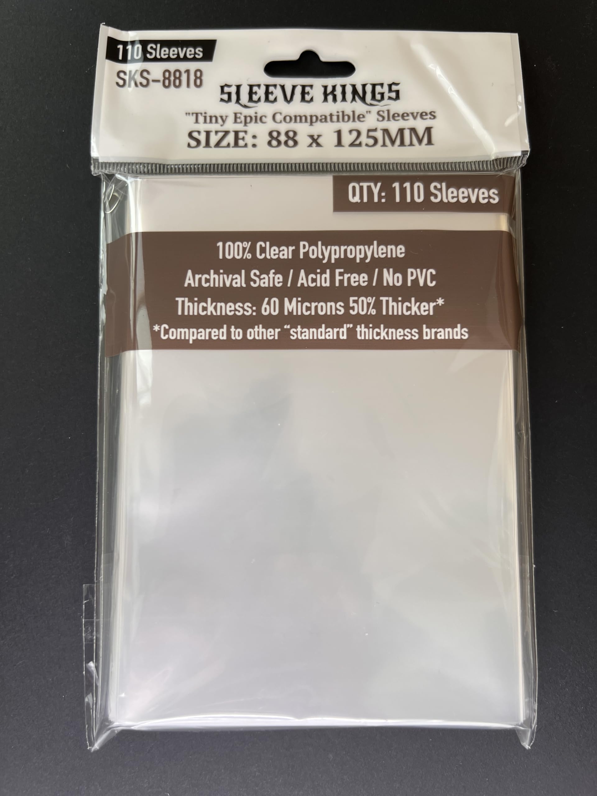 Sleeve Kings Tiny Epic Compatible Sleeves (88x125mm) - 110 Pack, 60 Microns