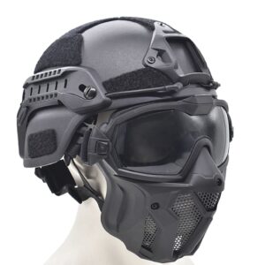 JFFCESTORE Skull Full Mask and Tactical MICH 2000 Style ACH Helmet Combined for Airsoft Paintball CS Game (Mich +Mask)