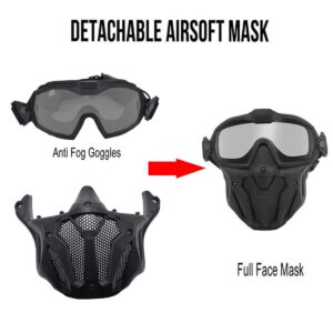 JFFCESTORE Skull Full Mask and Tactical MICH 2000 Style ACH Helmet Combined for Airsoft Paintball CS Game (Mich +Mask)