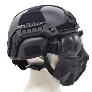 JFFCESTORE Skull Full Mask and Tactical MICH 2000 Style ACH Helmet Combined for Airsoft Paintball CS Game (Mich +Mask)