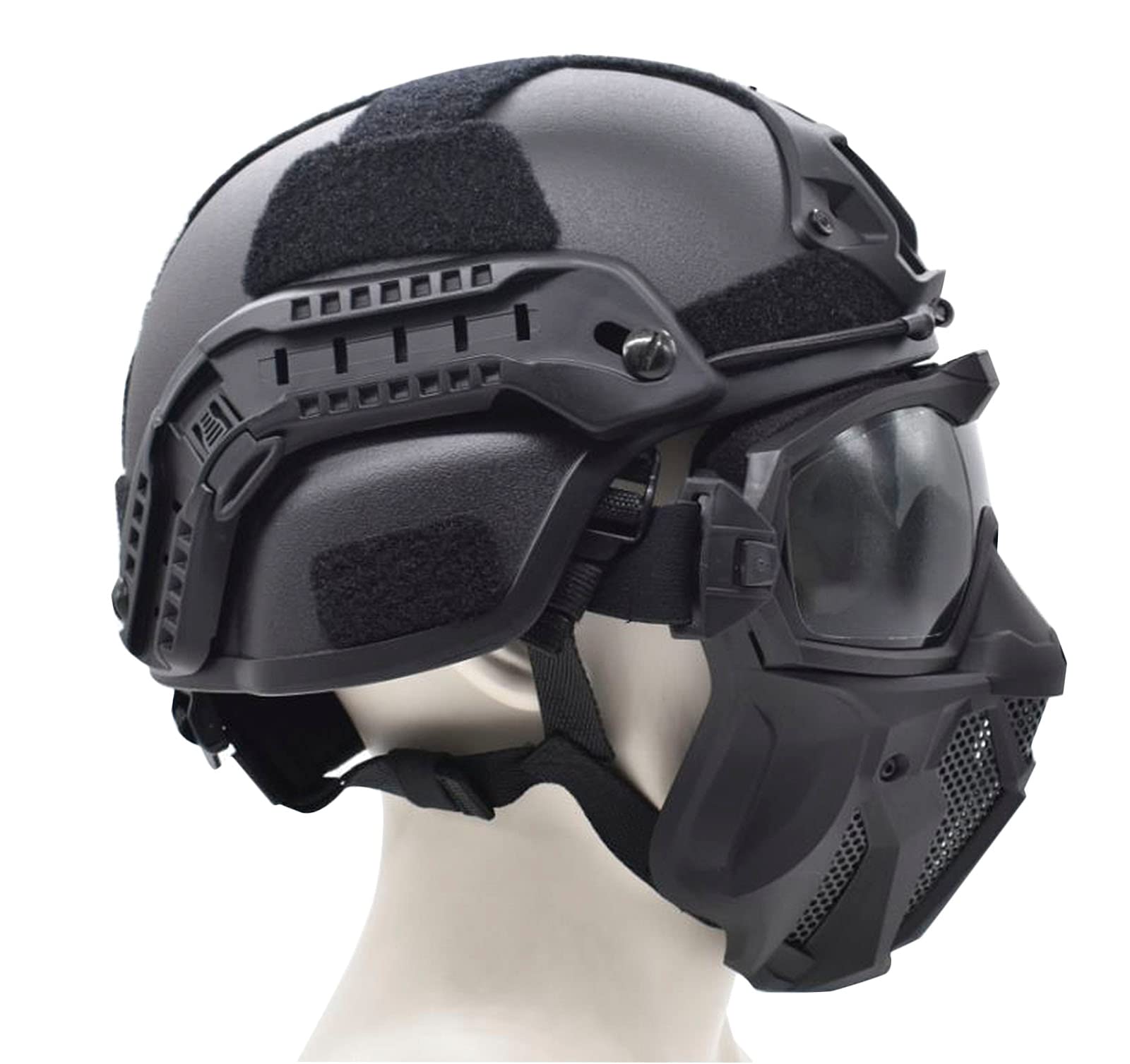 JFFCESTORE Skull Full Mask and Tactical MICH 2000 Style ACH Helmet Combined for Airsoft Paintball CS Game (Mich +Mask)