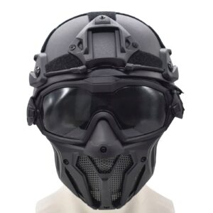 JFFCESTORE Skull Full Mask and Tactical MICH 2000 Style ACH Helmet Combined for Airsoft Paintball CS Game (Mich +Mask)