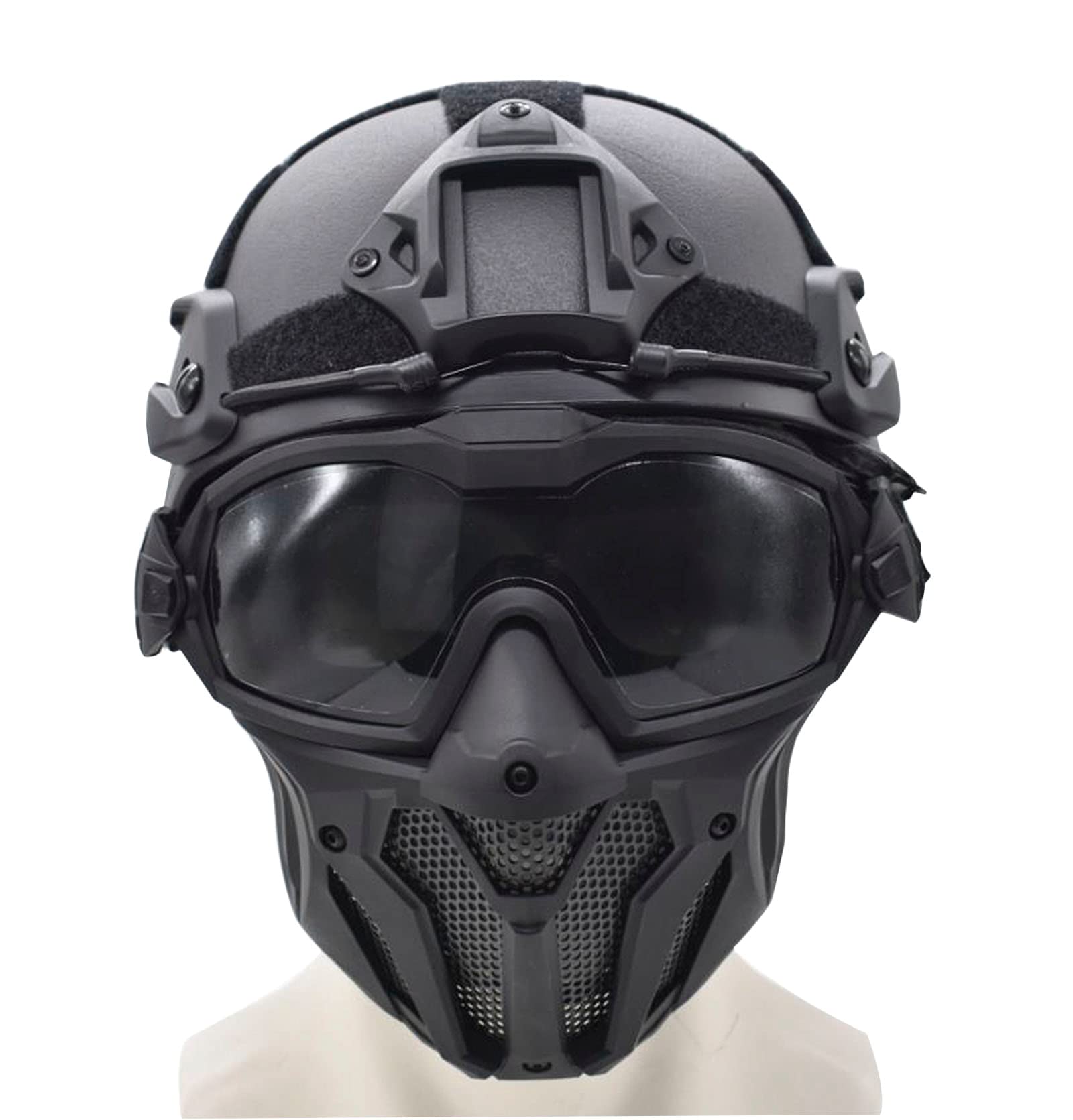 JFFCESTORE Skull Full Mask and Tactical MICH 2000 Style ACH Helmet Combined for Airsoft Paintball CS Game (Mich +Mask)