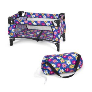 baby doll crib set, doll pack n play bassinet blanket & carry bag for baby doll playpen fits up to 20" in doll | allows for easy compact folding for storage toy crib doll, excellent pretend play gift